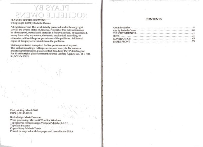 Plays by Rochelle Owens - American Poet and Playwright