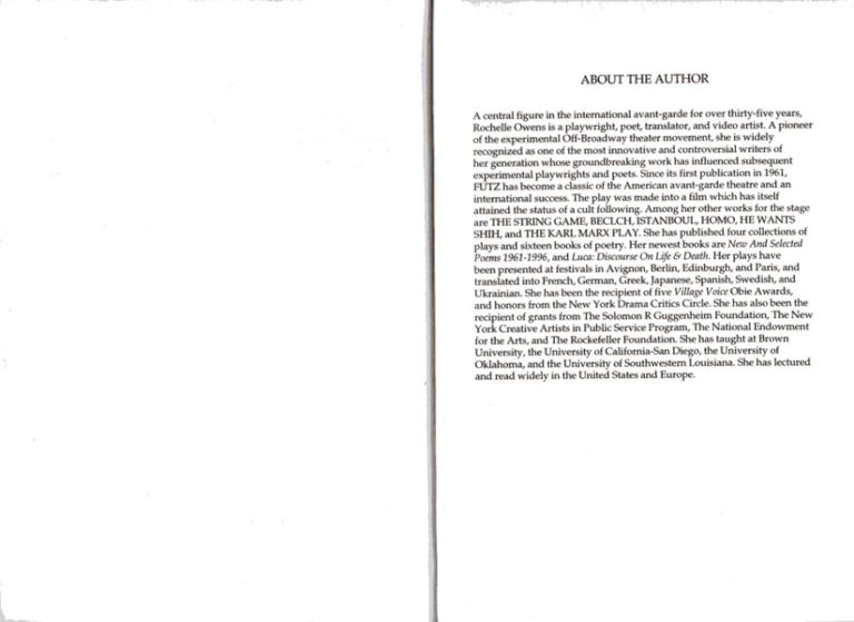 Plays by Rochelle Owens - American Poet and Playwright